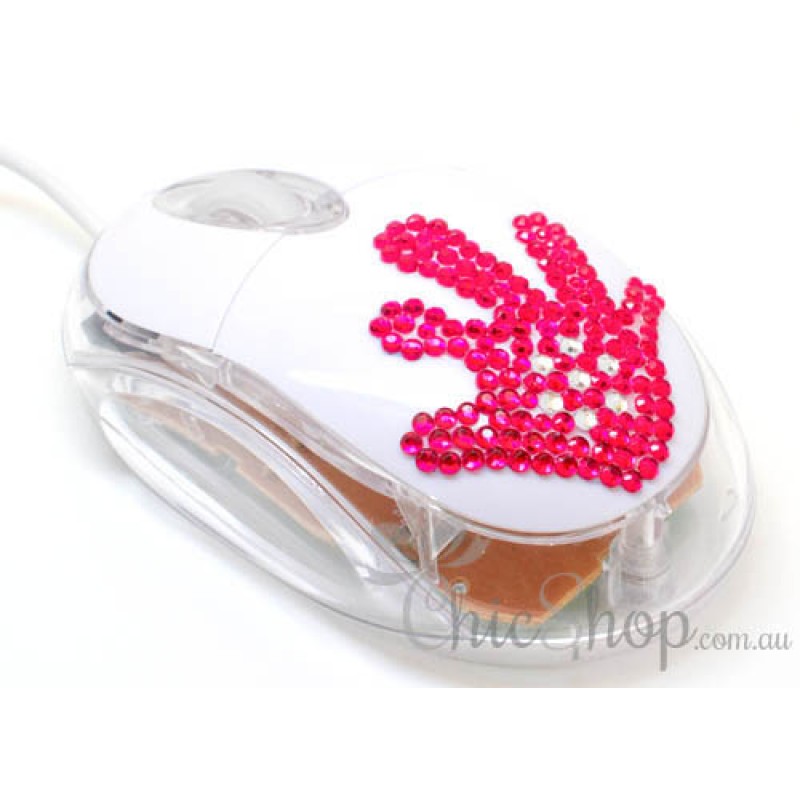 Pink Hand Crystal USB Optical Computer Mouse