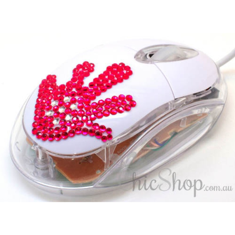 Pink Hand Crystal USB Optical Computer Mouse