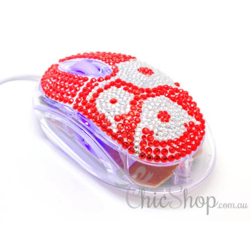 Red/White Cool Crystal USB Optical Computer Mouse