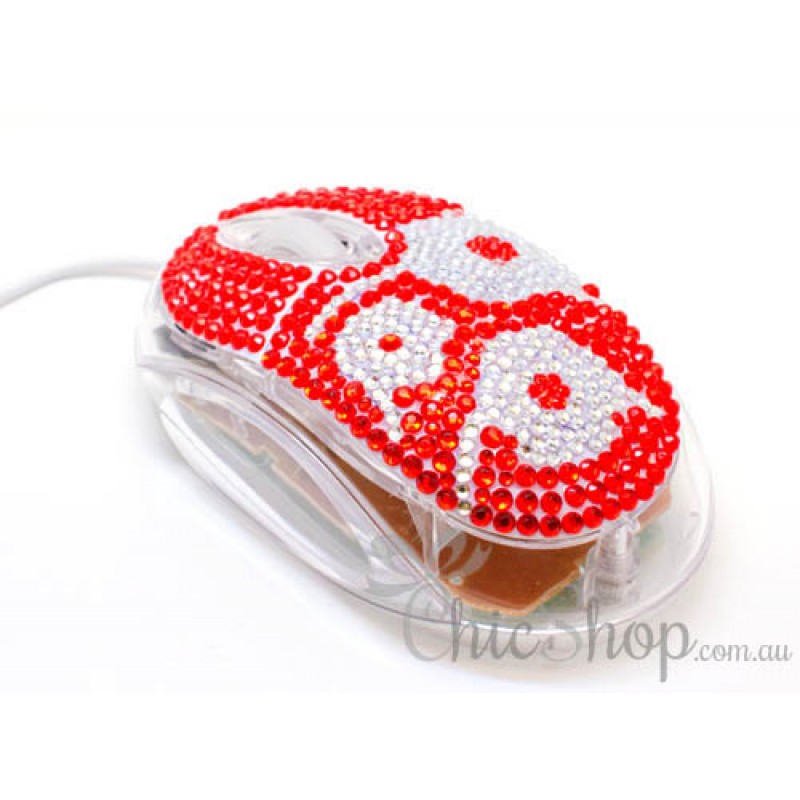 Red/White Cool Crystal USB Optical Computer Mouse