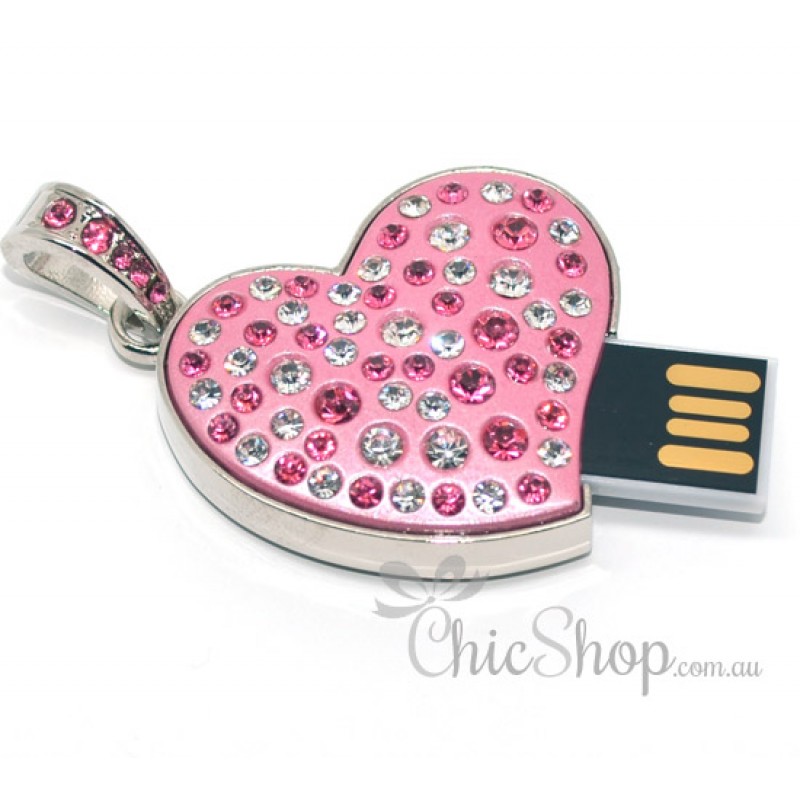 Cute Heart-Shaped Pink USB Flash Drive 8GB