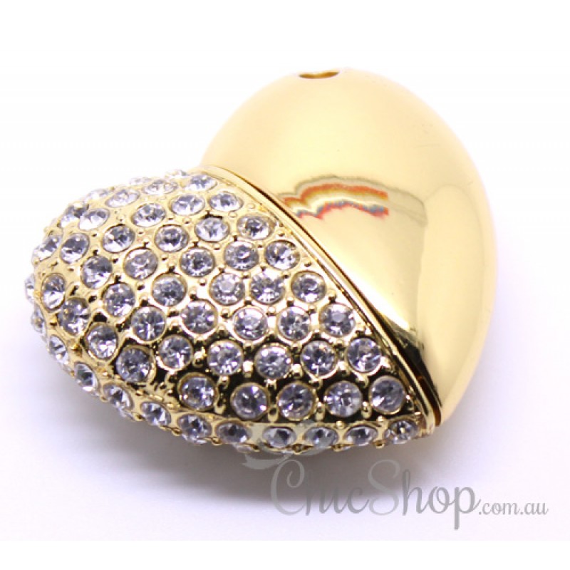 Gold Colour Heart-Shaped Jewelry Necklace USB Flash Drive 8GB