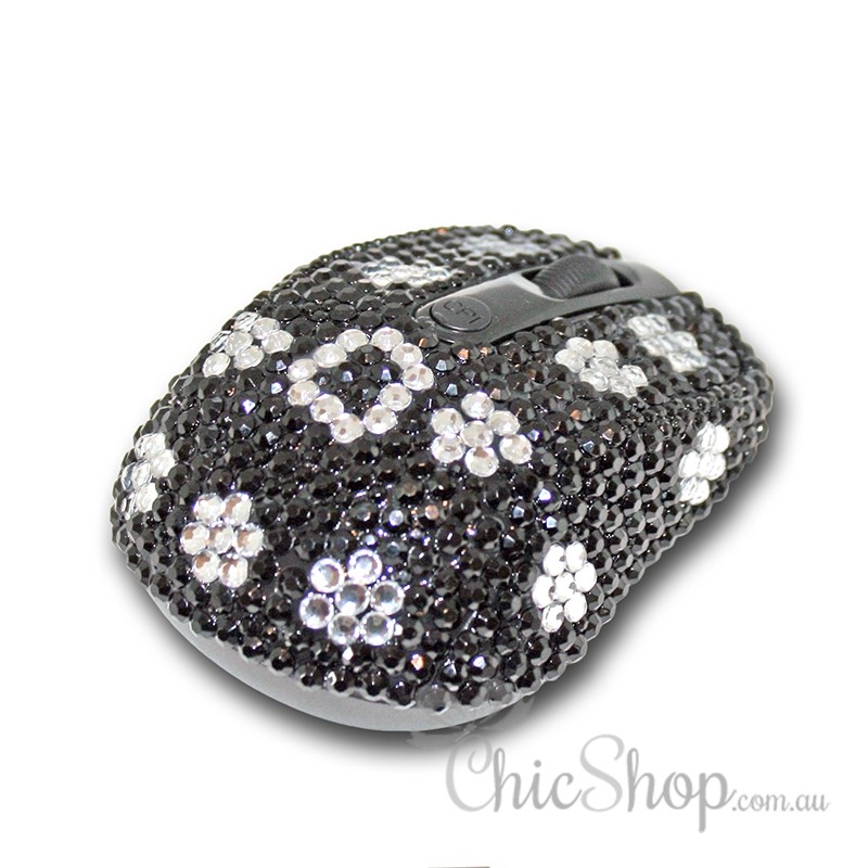 Pink Flower Wireless Computer Mouse