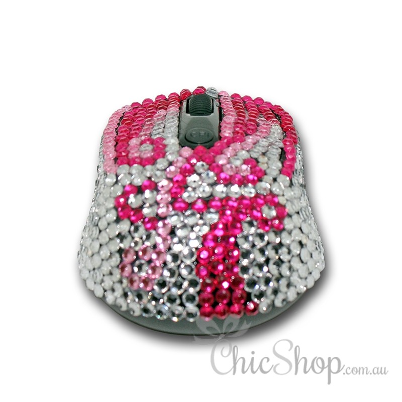 Pink Flower Wireless Computer Mouse