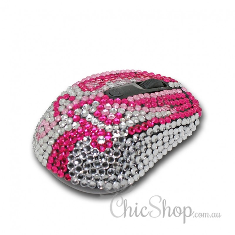 Pink Flower Wireless Computer Mouse