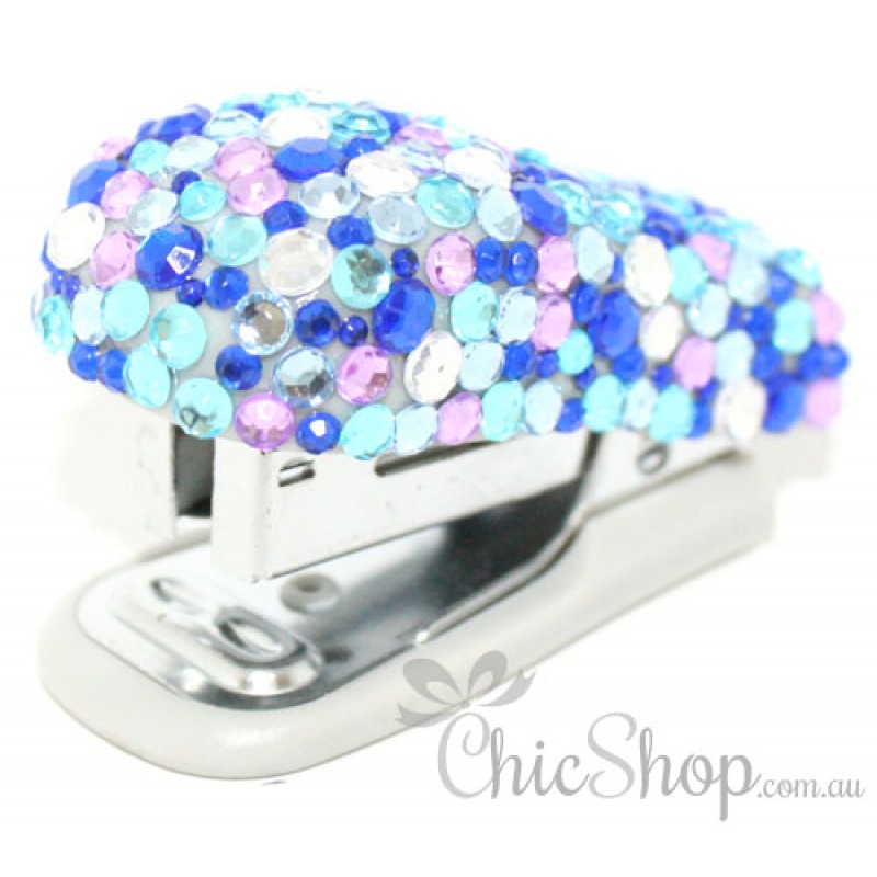 Cool Blue Bling Mini Stapler