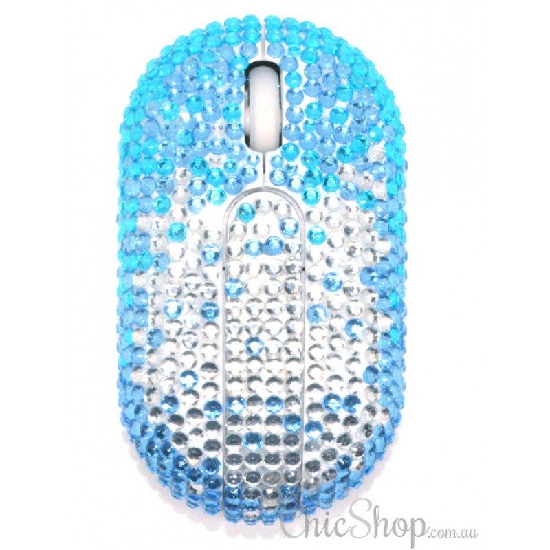Blue/Silver Wireless Crystal Computer Mini Mouse