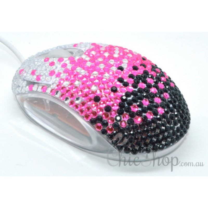 Pink/Black Crystal USB Optical Computer Mouse