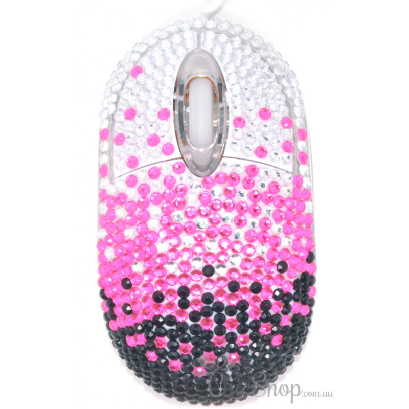 Pink/Black Crystal USB Optical Computer Mouse