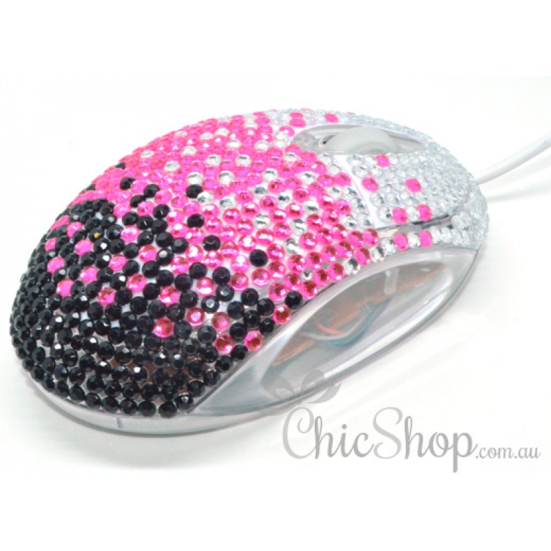 Pink/Black Crystal USB Optical Computer Mouse