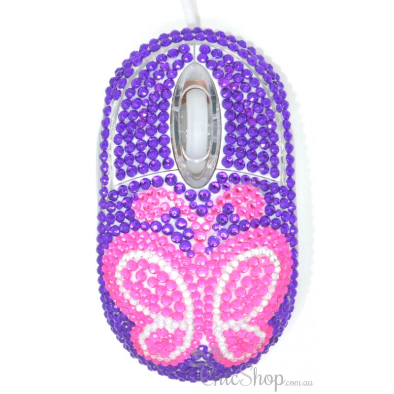 Purple/Pink Butterfly Crystal USB Optical Computer Mouse