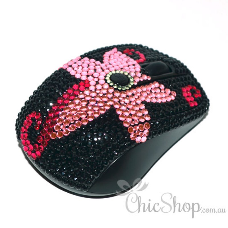 Pink Flower Wireless Computer Mouse