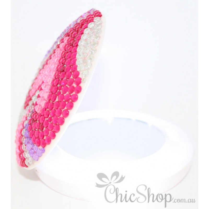 Crystal Compact / Pocket Folding Mirror with LED Lighting