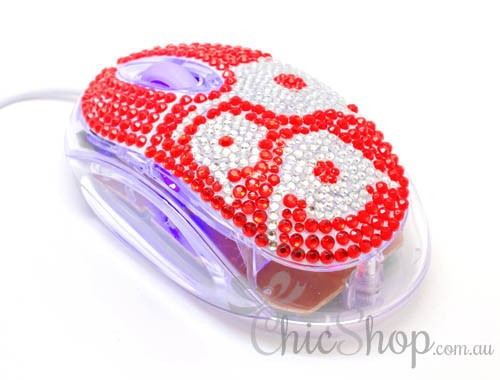 Red/White Cool Crystal USB Optical Computer Mouse