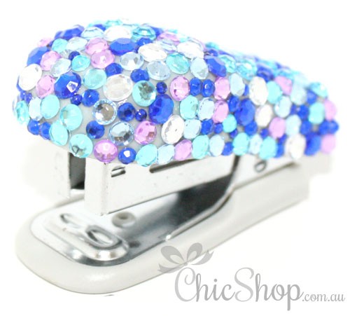 Cool Blue Bling Mini Stapler