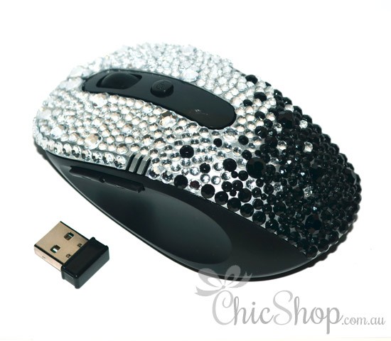 Wireless Bling Computer Mouse with 2 Extra Buttons