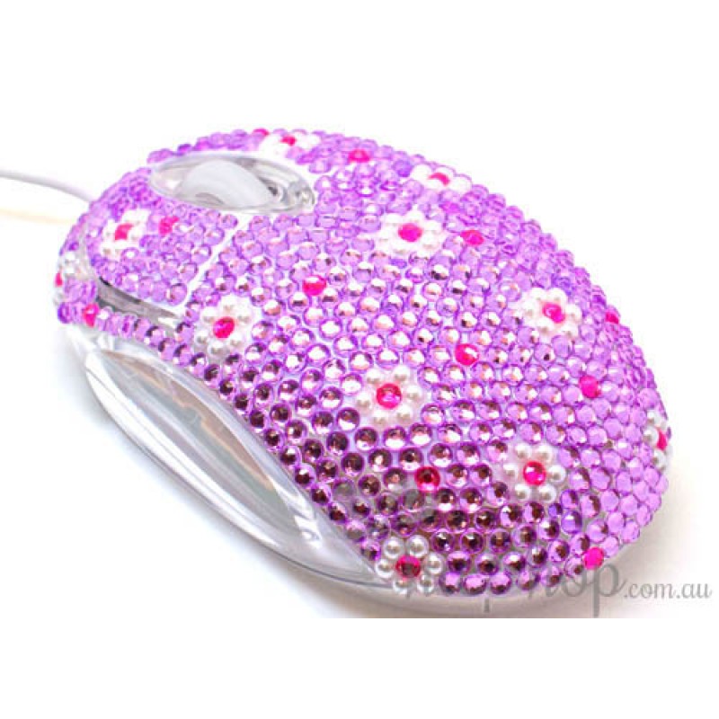 Purple Cute Crystal USB Optical Computer Mouse