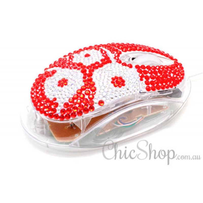 Red/White Cool Crystal USB Optical Computer Mouse