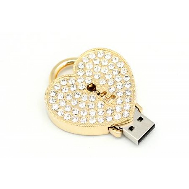 Gold Colour Heart-Shaped Jewelry Pretty Designer USB Flash Drive 4GB