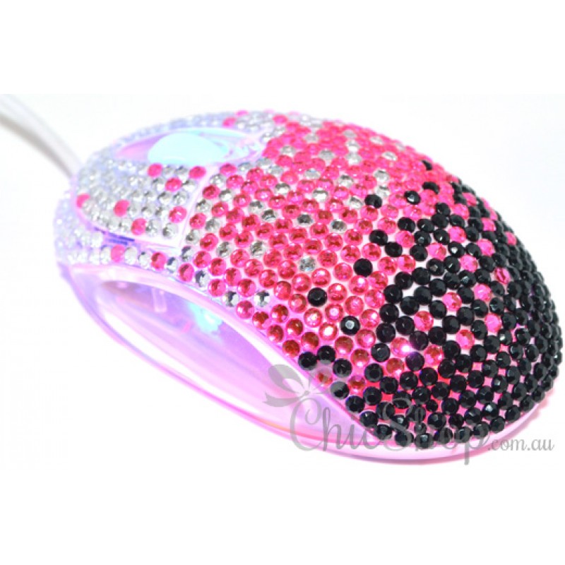 Pink/Black Crystal USB Optical Computer Mouse