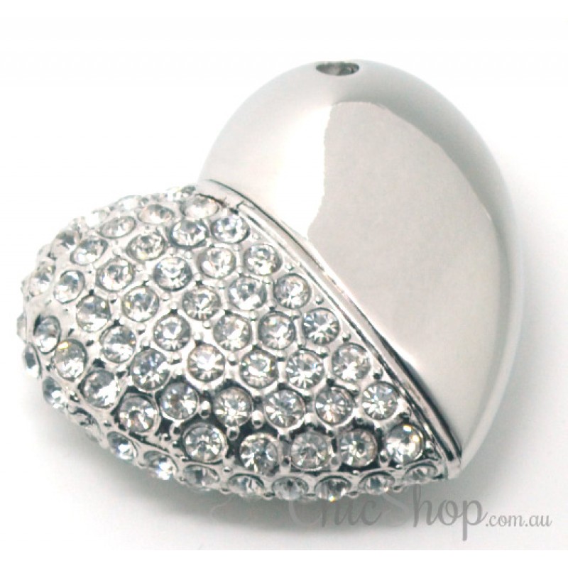 Silver Heart-Shaped Jewelry Necklace USB Flash Drive 8GB